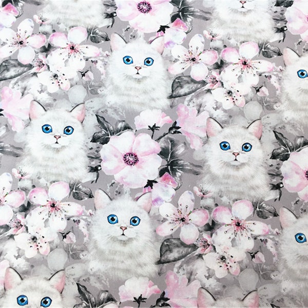 Cat Print Fabric - Etsy
