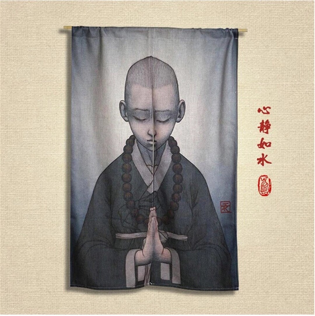 Chinese Traditional Buddhist Monk Cotton Linen Room Divider,door ...