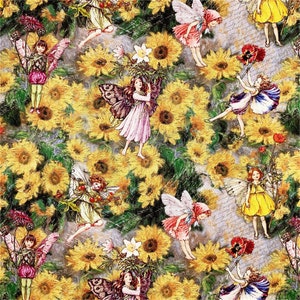 Fairy Fairies Floral Flower Fabric,home Decor/drapery/clothing/apparel ...