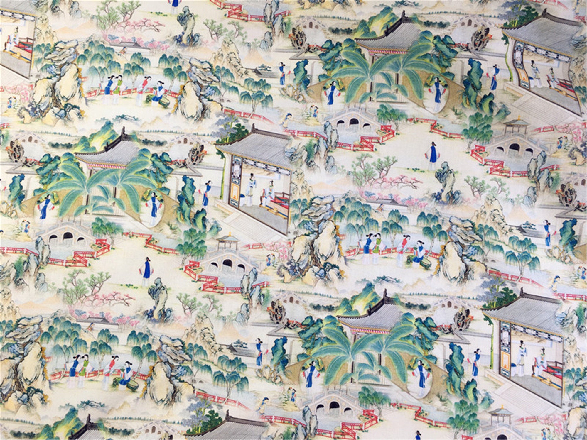 Ancient Chinese Fabricwatercolor Fabricfantasy Fabric by | Etsy