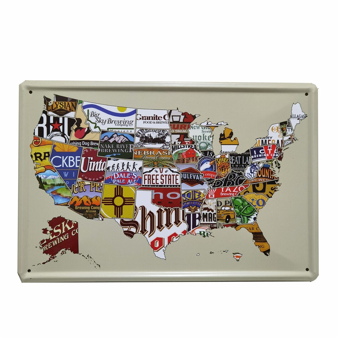 US Map Vintage Tin Sign,metal Sign,home Decor,shop Decor,bar Decor,wall ...