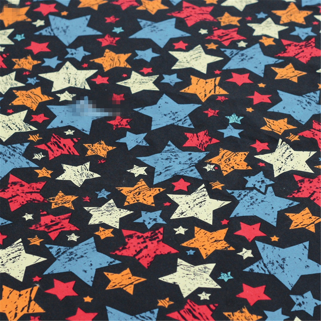 Star Print Cotton Canvas Fabric,cushion Fabric,tablecloth Fabric ...