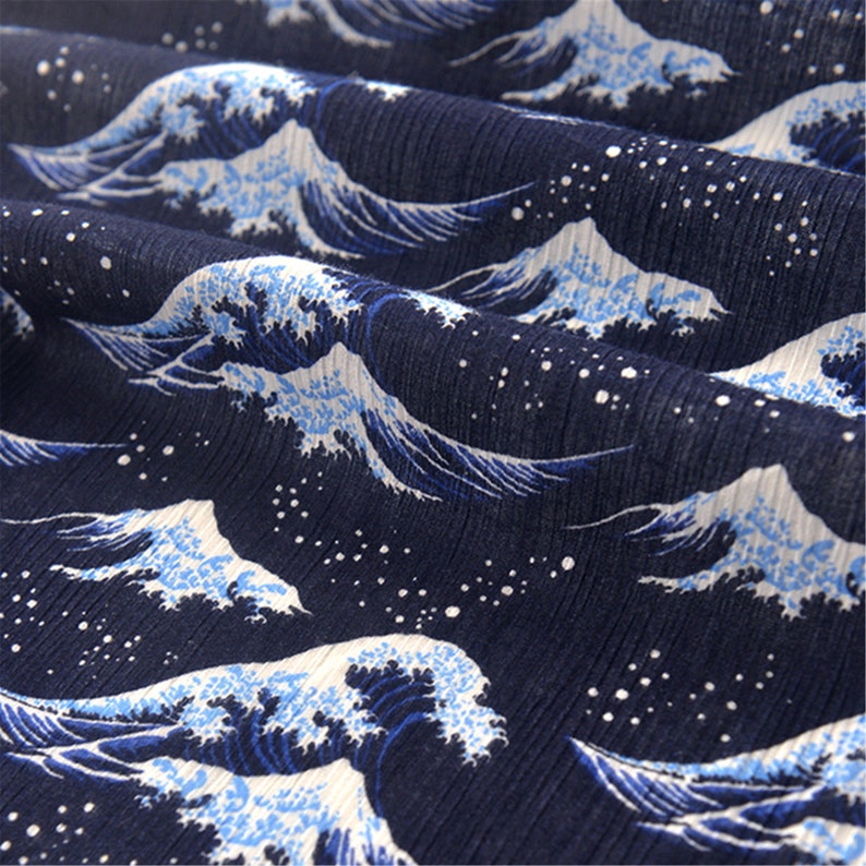 The Great Wave off Kanagawa Fabric/seigaiha Fabric/japanese - Etsy