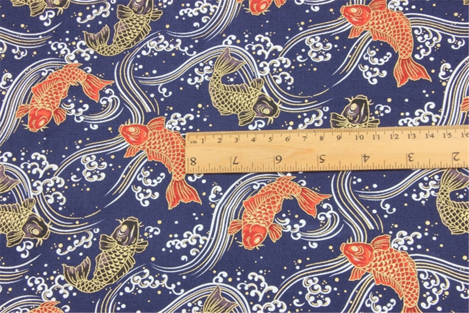 Japanese Fish Fabric/koi Fabric/kimono Fabric/cotton Gold - Etsy