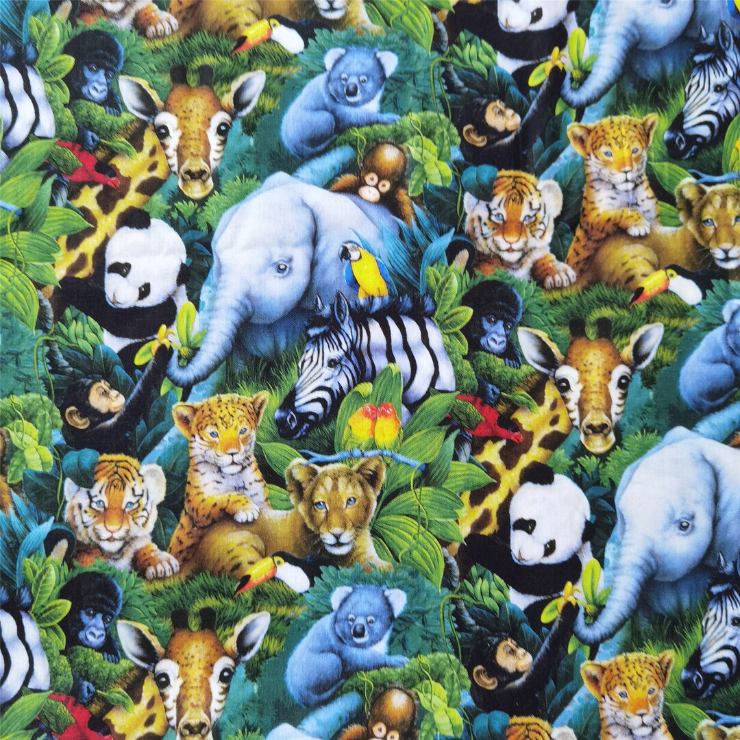 Wild Animals Fabric,panda Fabric,koala Fabric,gorilla Fabric,elephant ...