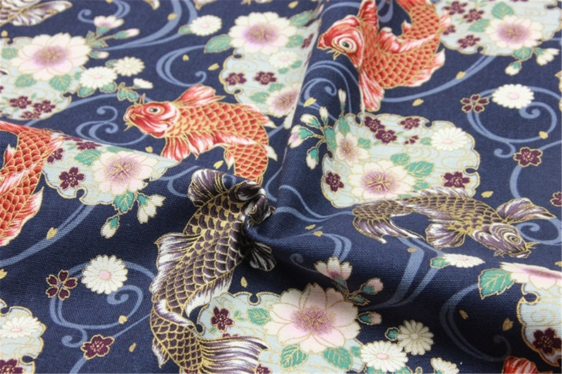 Koi Fabricjapanese Fish Fabricjapanese Koi Fabricsakura - Etsy UK