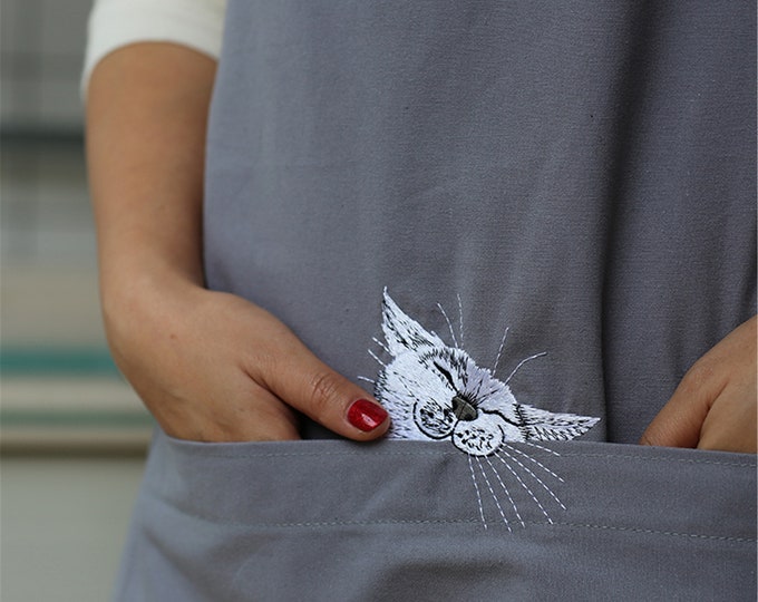 Cat Apron, Kitchen Apron for a Cat Loving Chef, Gift for Her - Etsy