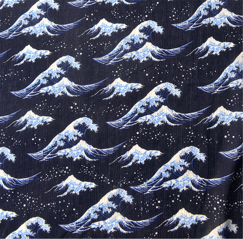 The Great Wave off Kanagawa Fabric/seigaiha Fabric/japanese | Etsy