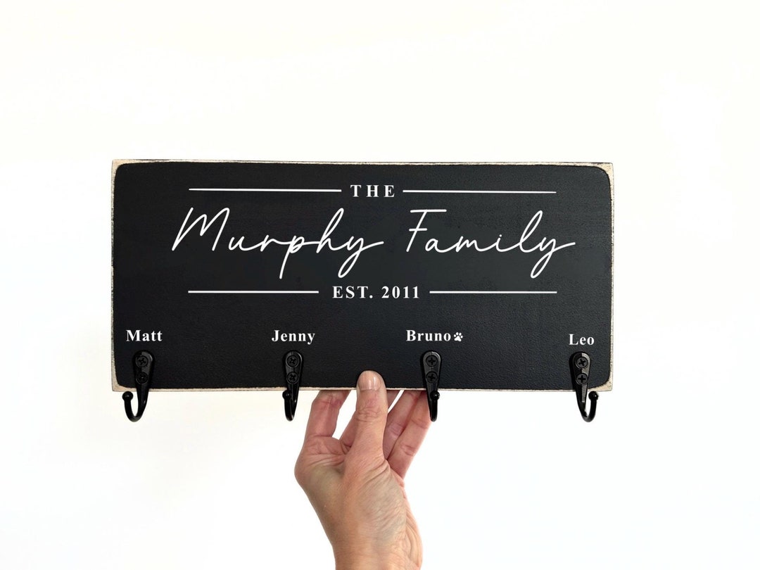 Family Name Key Holder for Wall, Custom Key Rack, Personalized Gifts ...