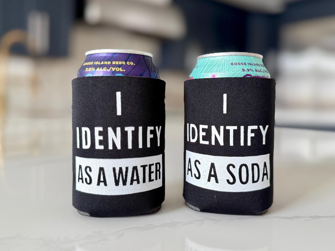2 Pack Funny Can Coolers, I Identify as A Water, Beer Can Holder, Funny ...