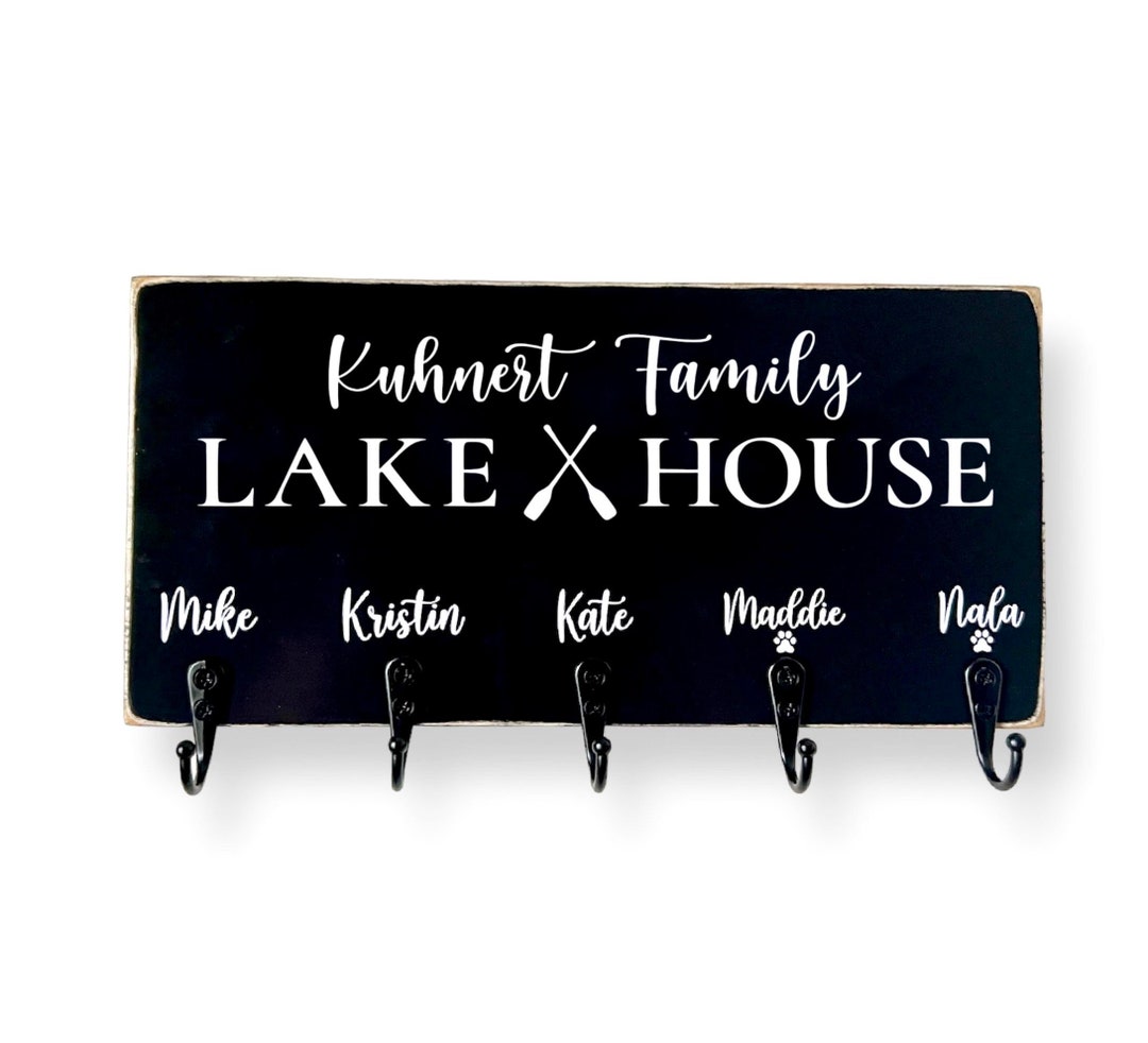 Personalized Lake House Sign, Key Holder for Wall, Lake House Gifts ...