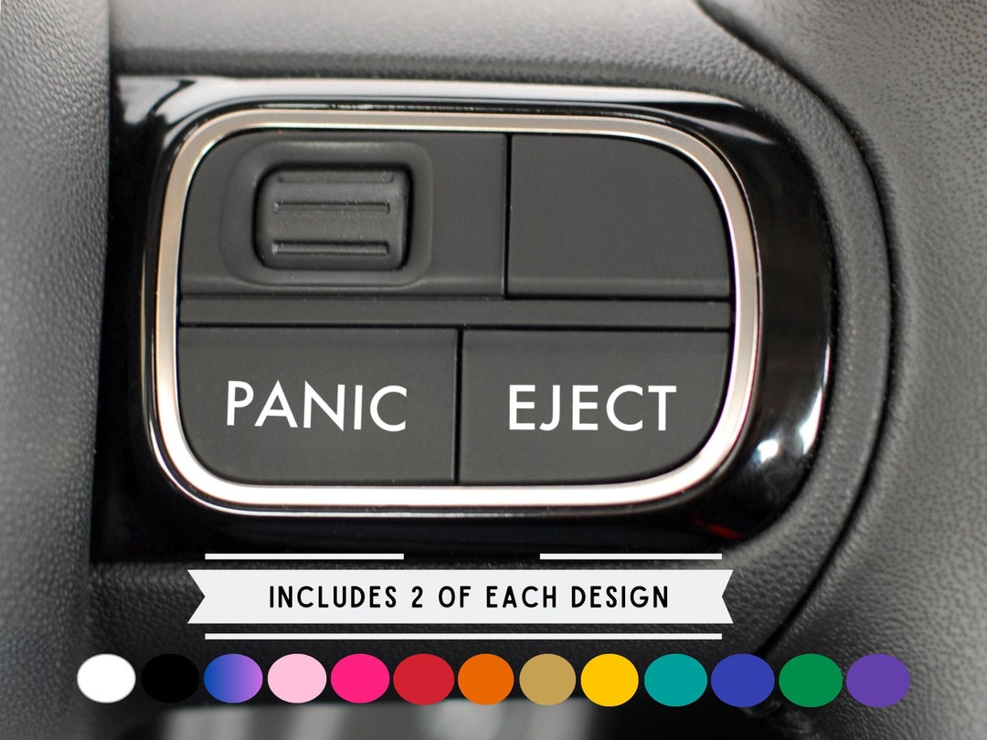 Eject & Panic Funny Car Decal Set for Blank Buttons, Vinyl Stickers for ...