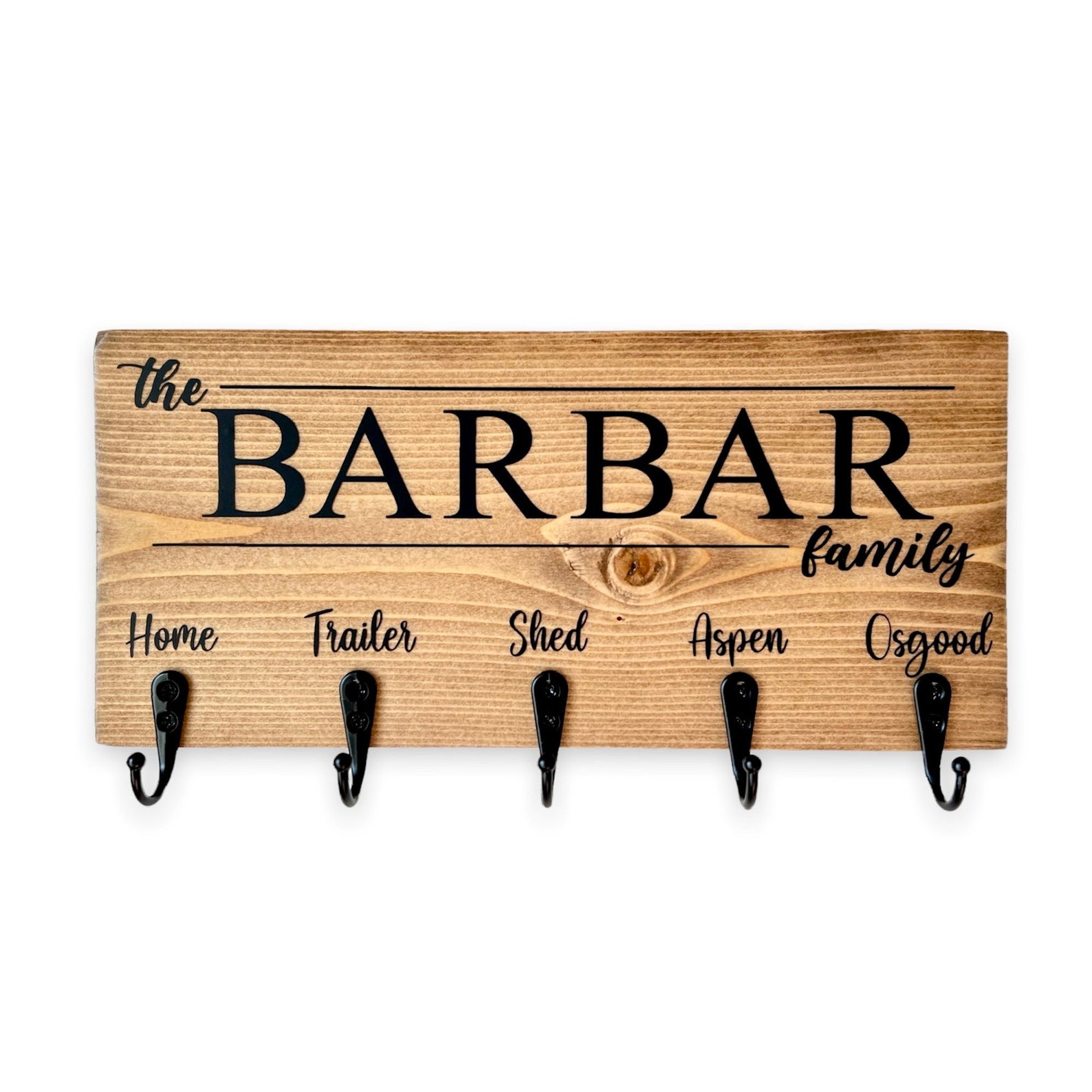 Personalized Family Name Sign With Key Hooks, Christmas Gift for ...