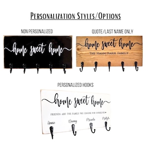 Welcome Home Personalized Key Holder for Couples, Family Name Key Rack ...