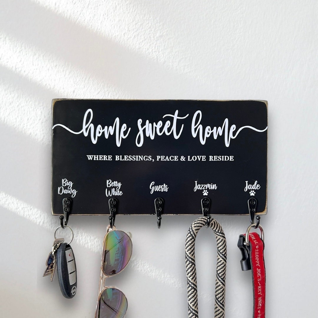 Home Sweet Home Key Holder for Wall, Custom Key Rack, Personalized ...