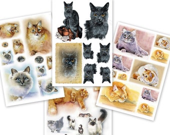 Decoupage Paper Cats | Etsy
