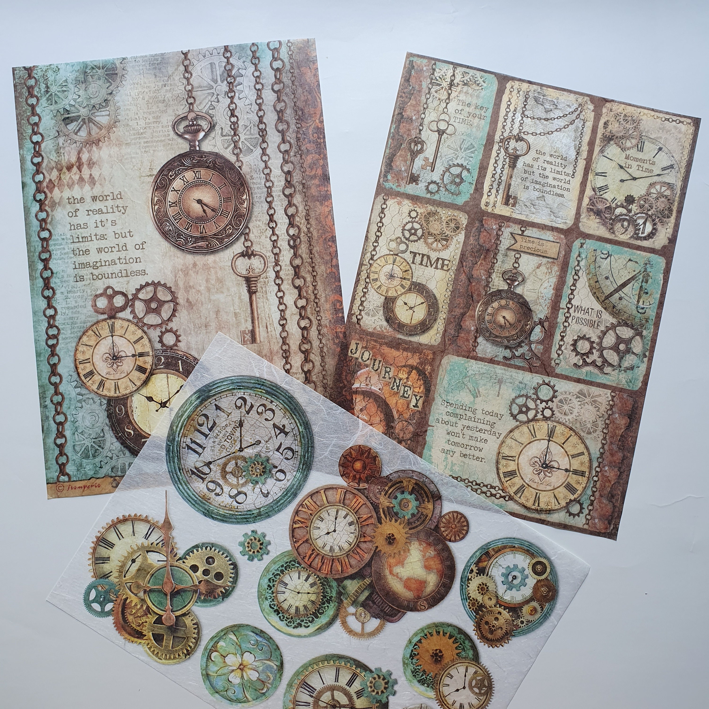 Clocks Scrapbooking Sheet Craft Vintage Rice Paper for Decoupage ...