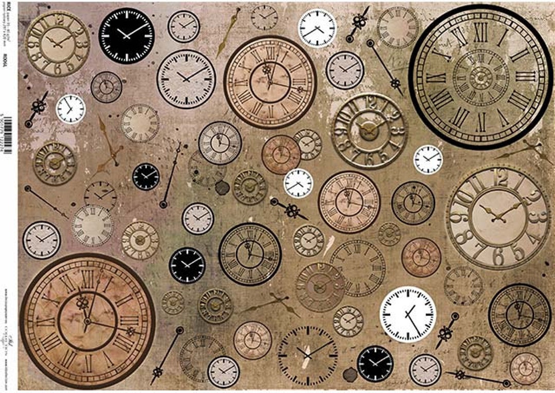 Clock Decoupage for Rice Paper Decoupage Paper Picture for - Etsy