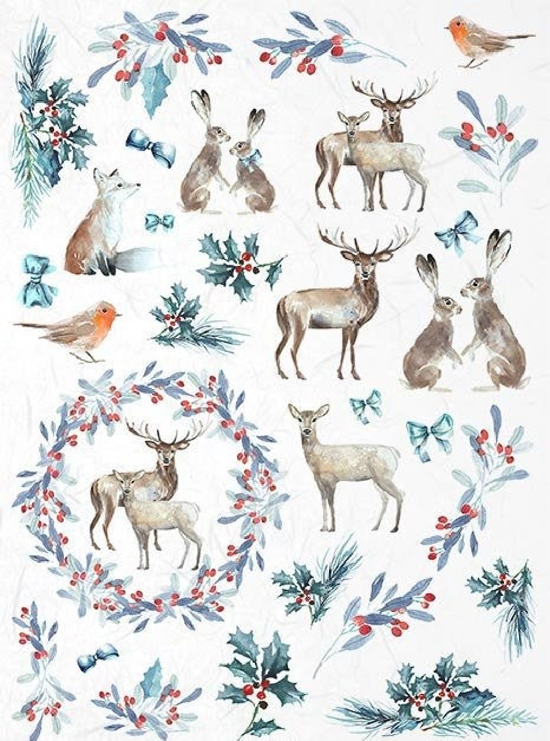 Decoupage Rice Paper WINTER ANIMALS R1629 - Etsy