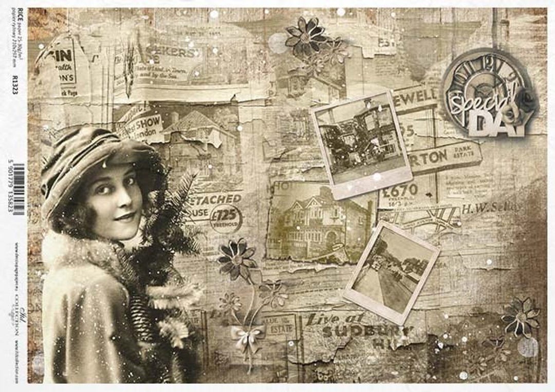 Vintage Rice Paper Decoupage Rice Paper WOMAN PORTRAIT R1323 - Etsy