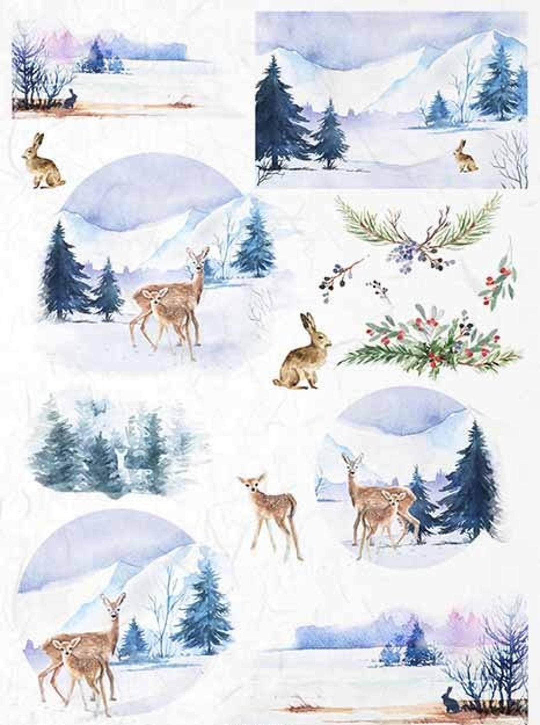 Decoupage Rice Paper Animals in Winter R1463 - Etsy