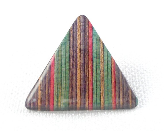Vintage Artisan Triangle Dyed Wood Strips Brooch Boho Wood | Etsy