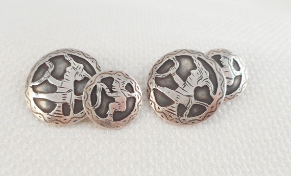 Vintage 900 Silver Guatemala Mayan Aztec Chain Cuffli… - Gem