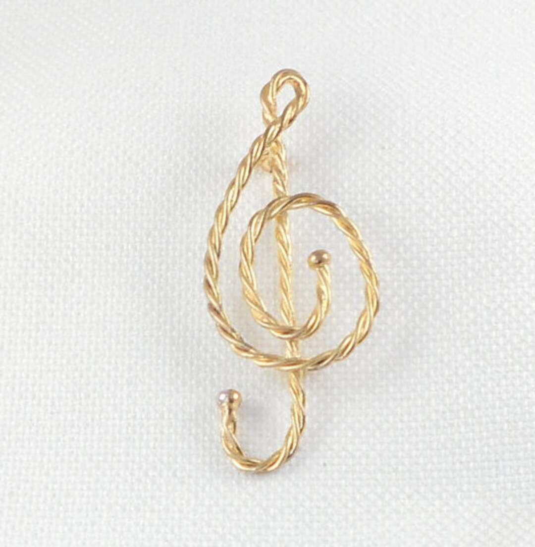 Vintage Big Gold Treble Clef Brooch Musical Brooch Gold Treble Clef Pin ...