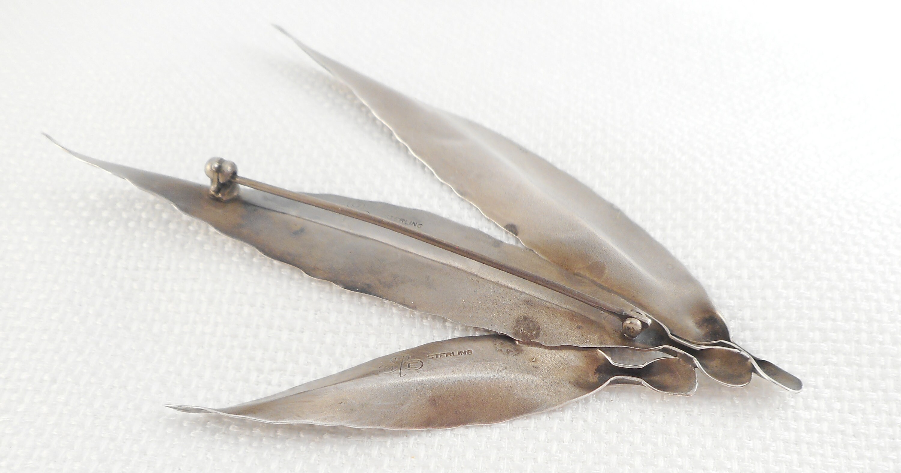 Vintage Stuart Nye Modernist Sterling Triple Willow Leaves - Etsy