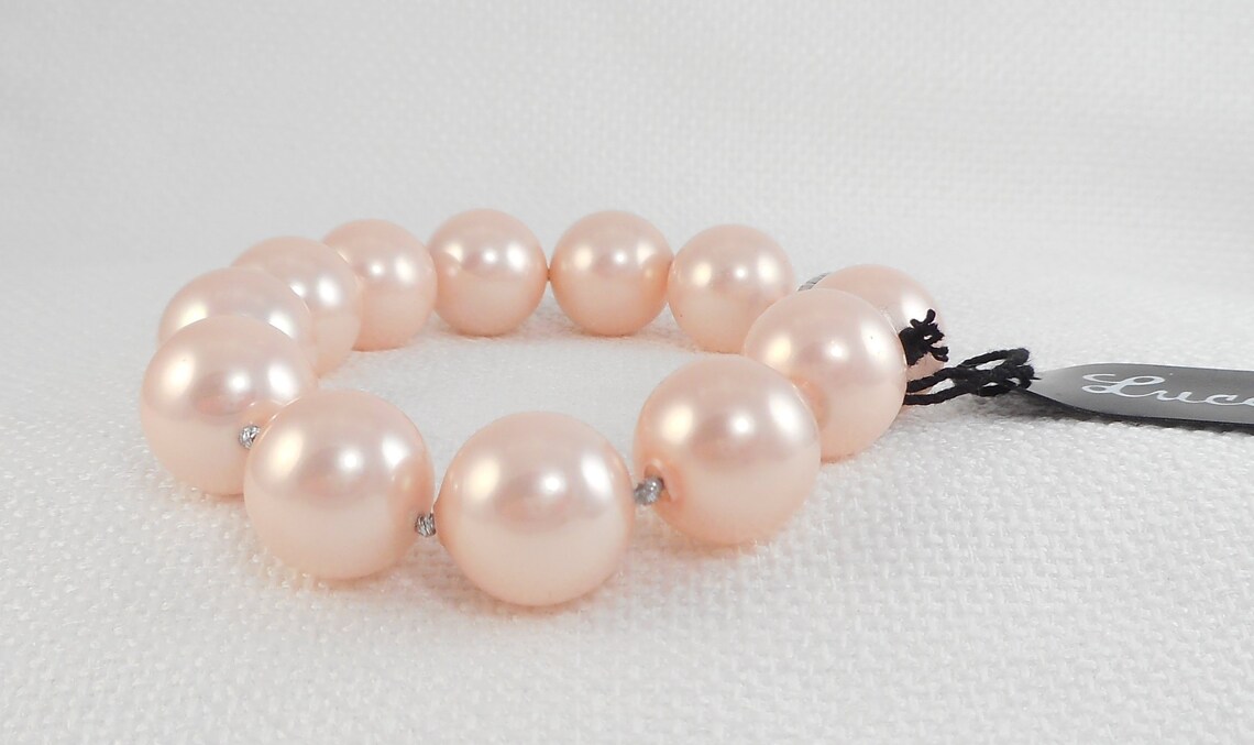 Vintage Sterling Silver Lucoral Big Blush Pink Pearl Bracelet - Etsy