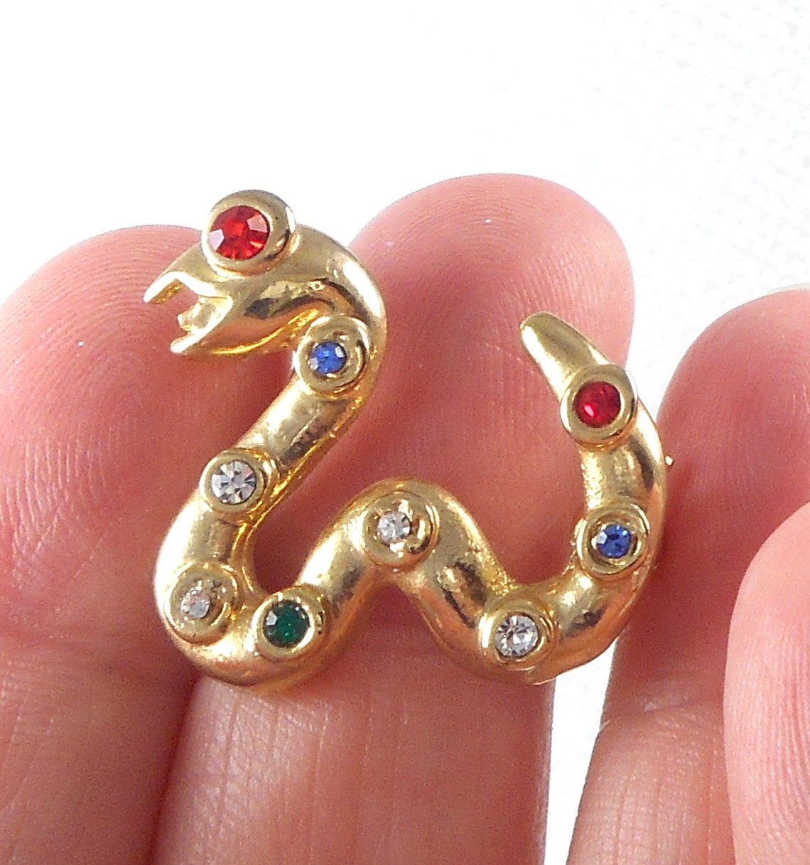 Vintage Small Gold Rhinestone Snake Pin Brooch Snake Pin With - Etsy