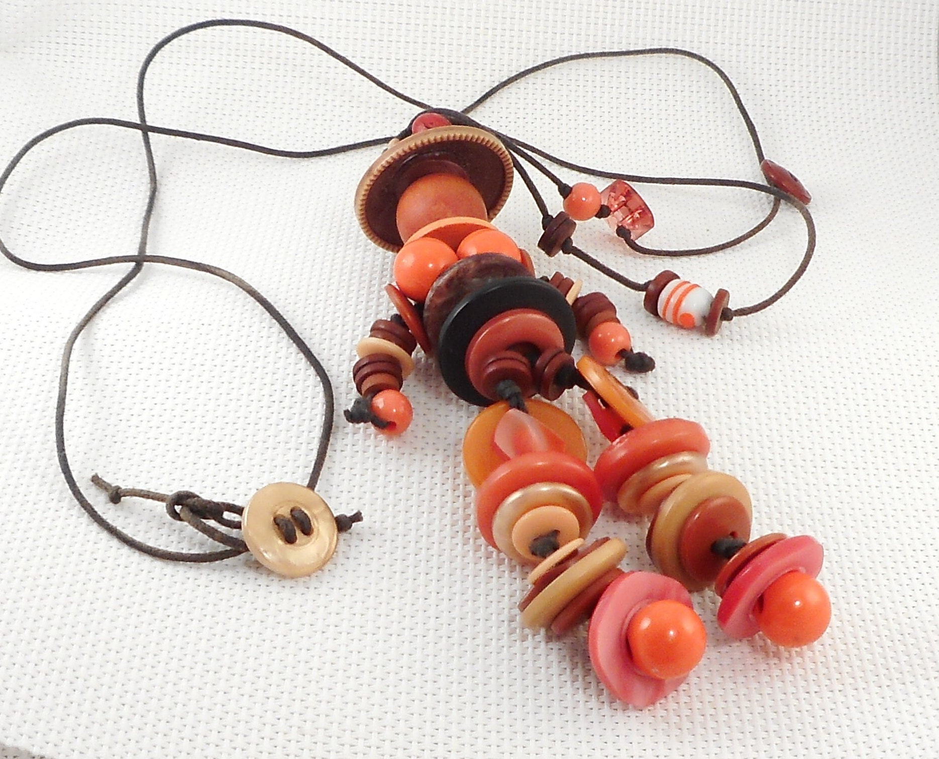 Vintage Unique Folk Art Woman Necklace Lucite, Celluloid & Bakelite ...