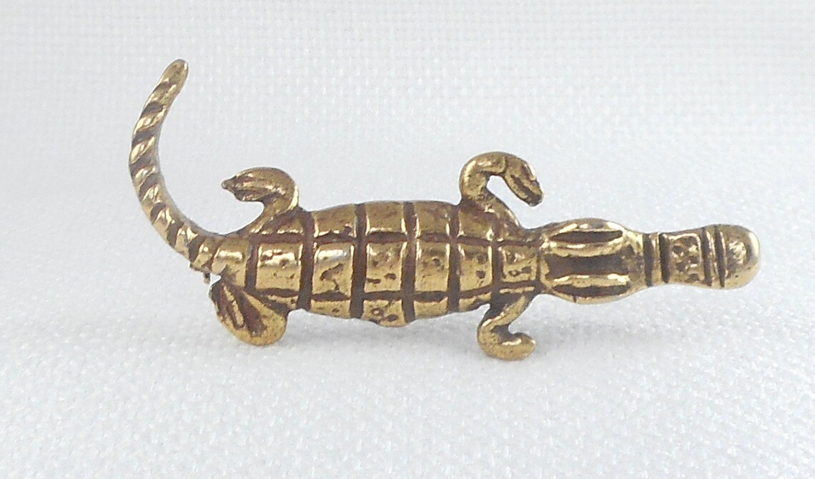 Vintage Alva Studios Crocodile Pin Brooch Vintage Brass Tone - Etsy