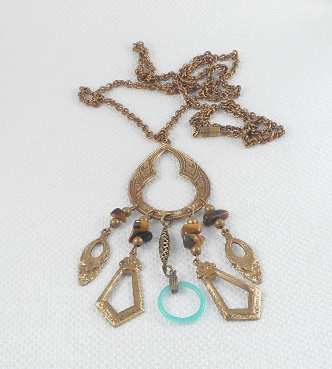 Vintage Long Boho Dangle Charms Necklace Long Boho Dangle Necklace With ...