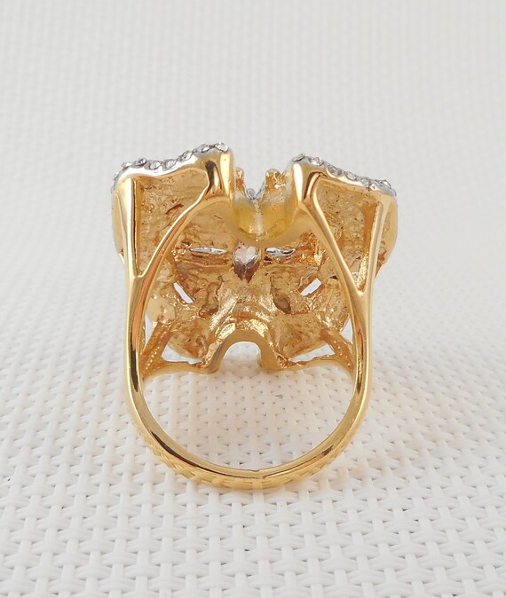 WOW Big Pave Stone Butterfly Ring Rhinestone Butterfl… - Gem