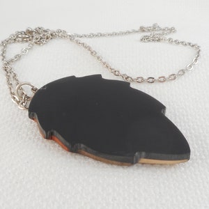 Vintage Sterling Multi Wood Inlay Leaf Necklace Silver Veined Inlay ...