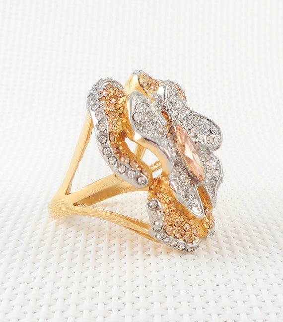 WOW Big Pave Stone Butterfly Ring Rhinestone Butterfl… - Gem