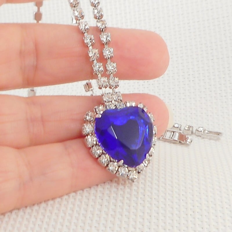 Blue Heart Necklace - Etsy