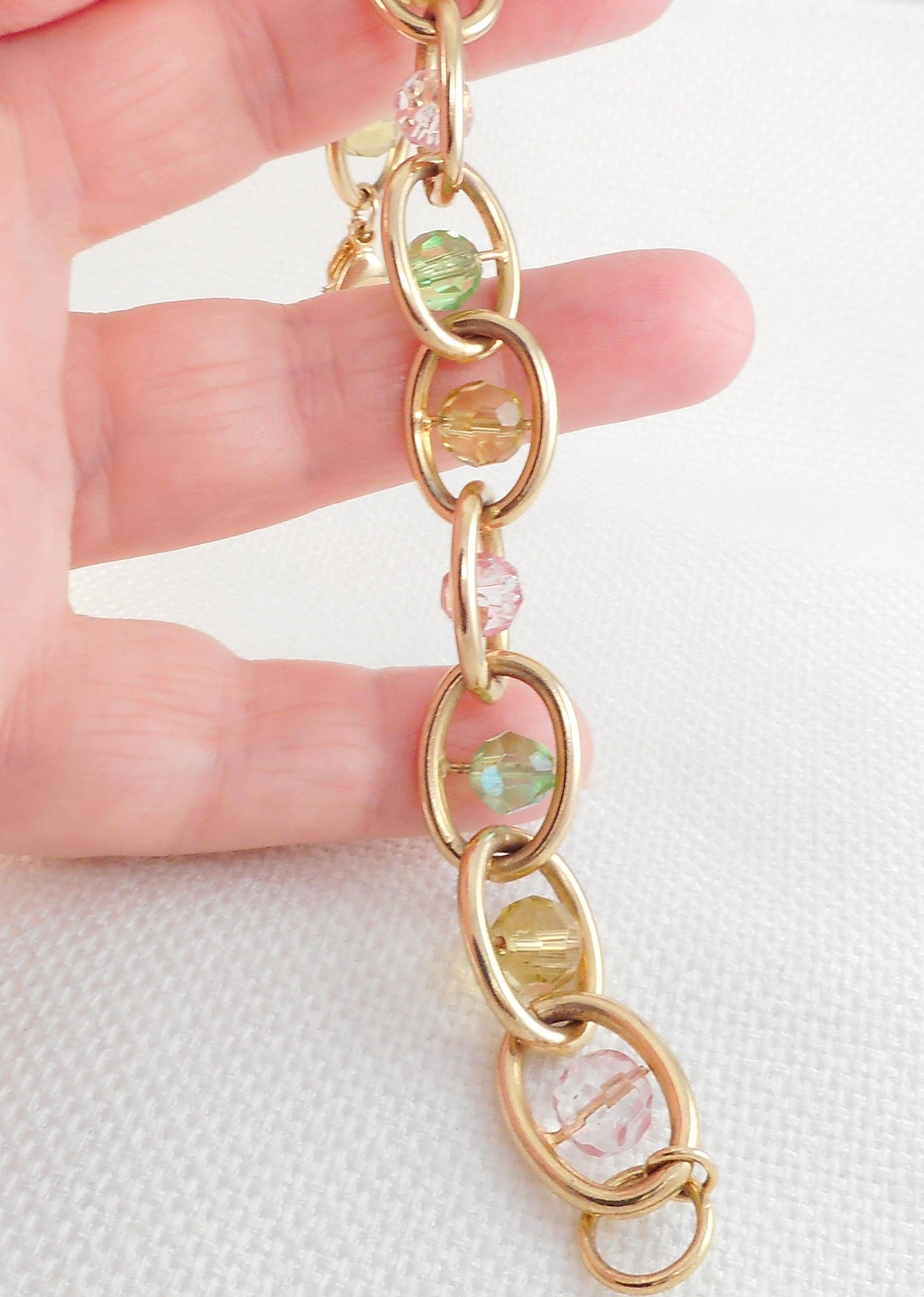 Vintage Joan Rivers Gold Hoops Pastel Glass Bead Bracelet Joan | Etsy