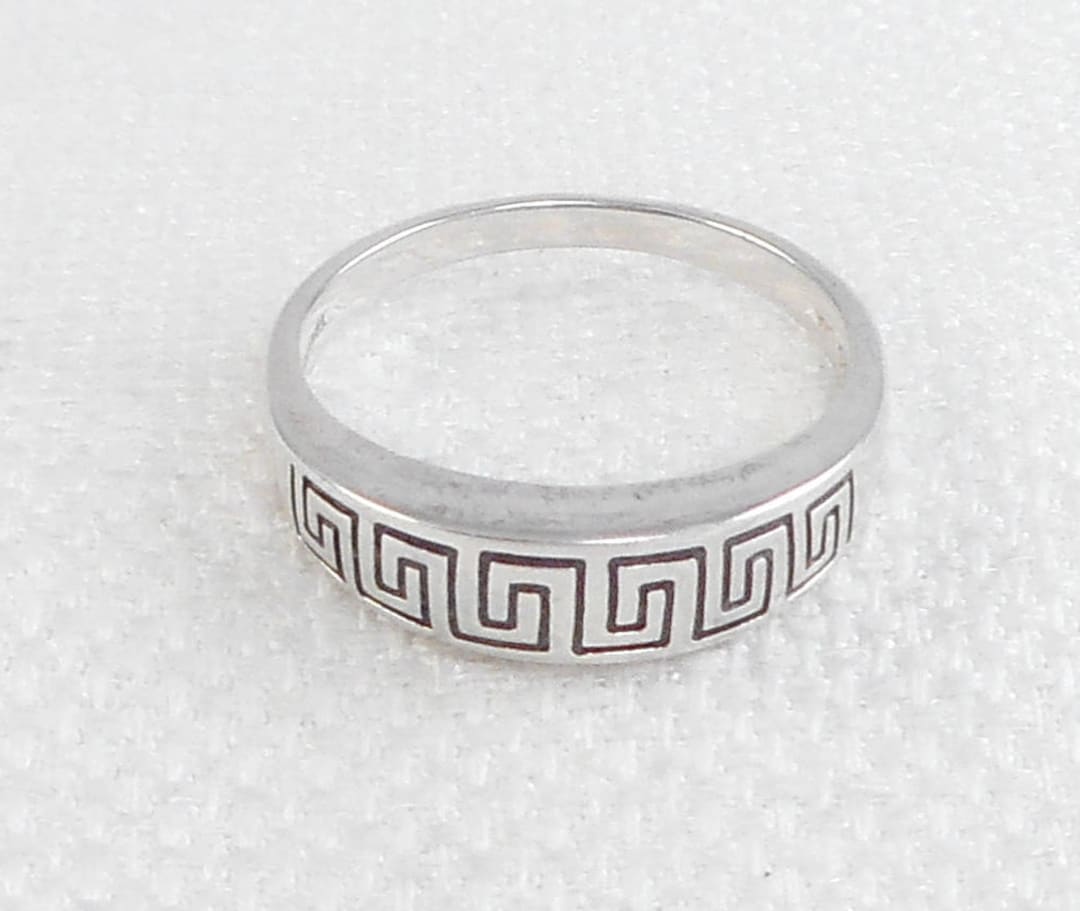 Vintage Sterling Silver Greek Key Ring Sterling Graduated Band Greek ...