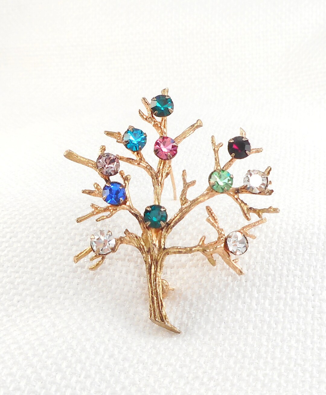 Vintage 1960's Sterling Vermeil Family Tree Brooch Signed 925 Tree of ...