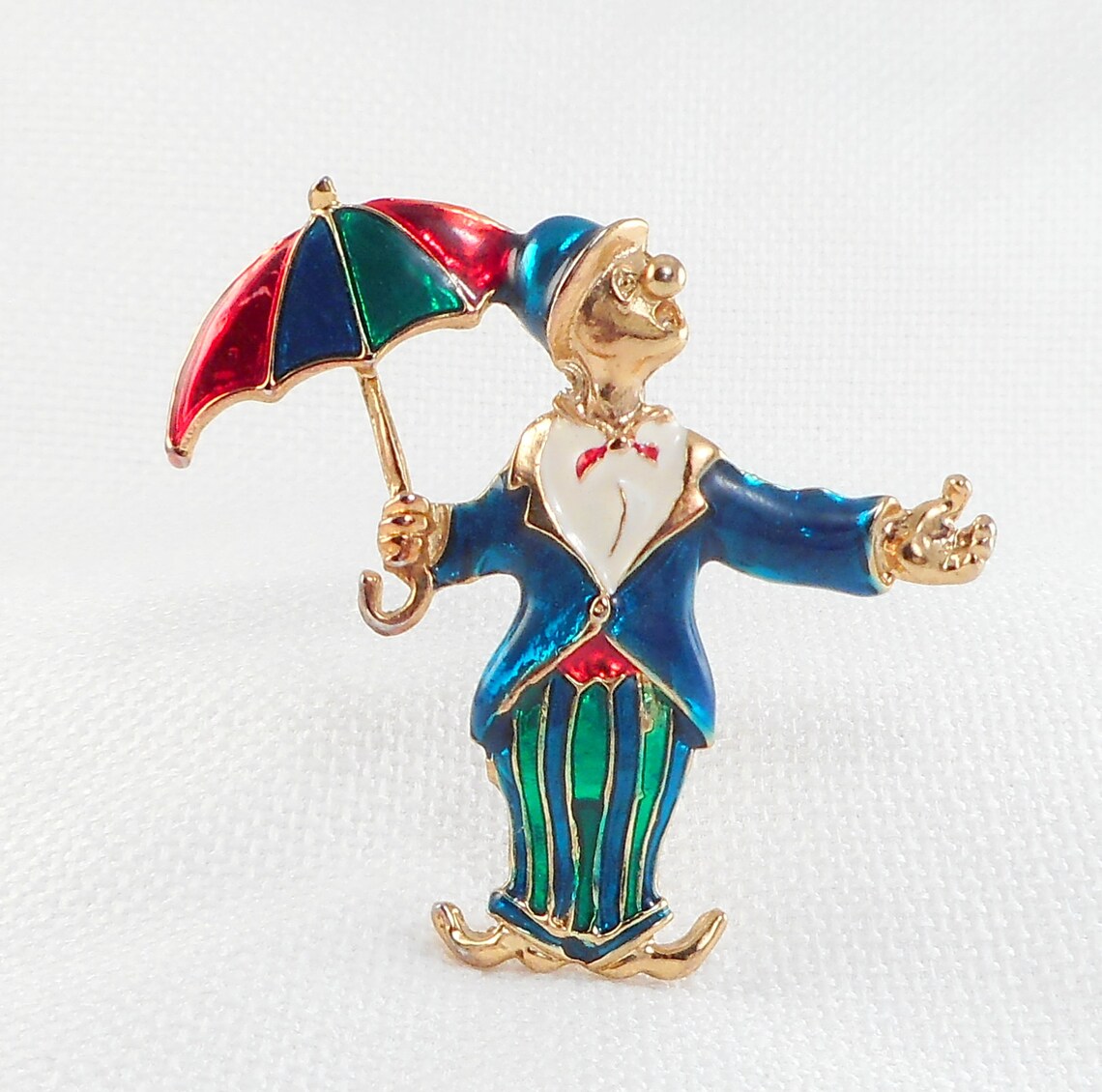 Vintage Colorful Enamel Clown Pin Hobo Clown With Umbrella Pin - Etsy