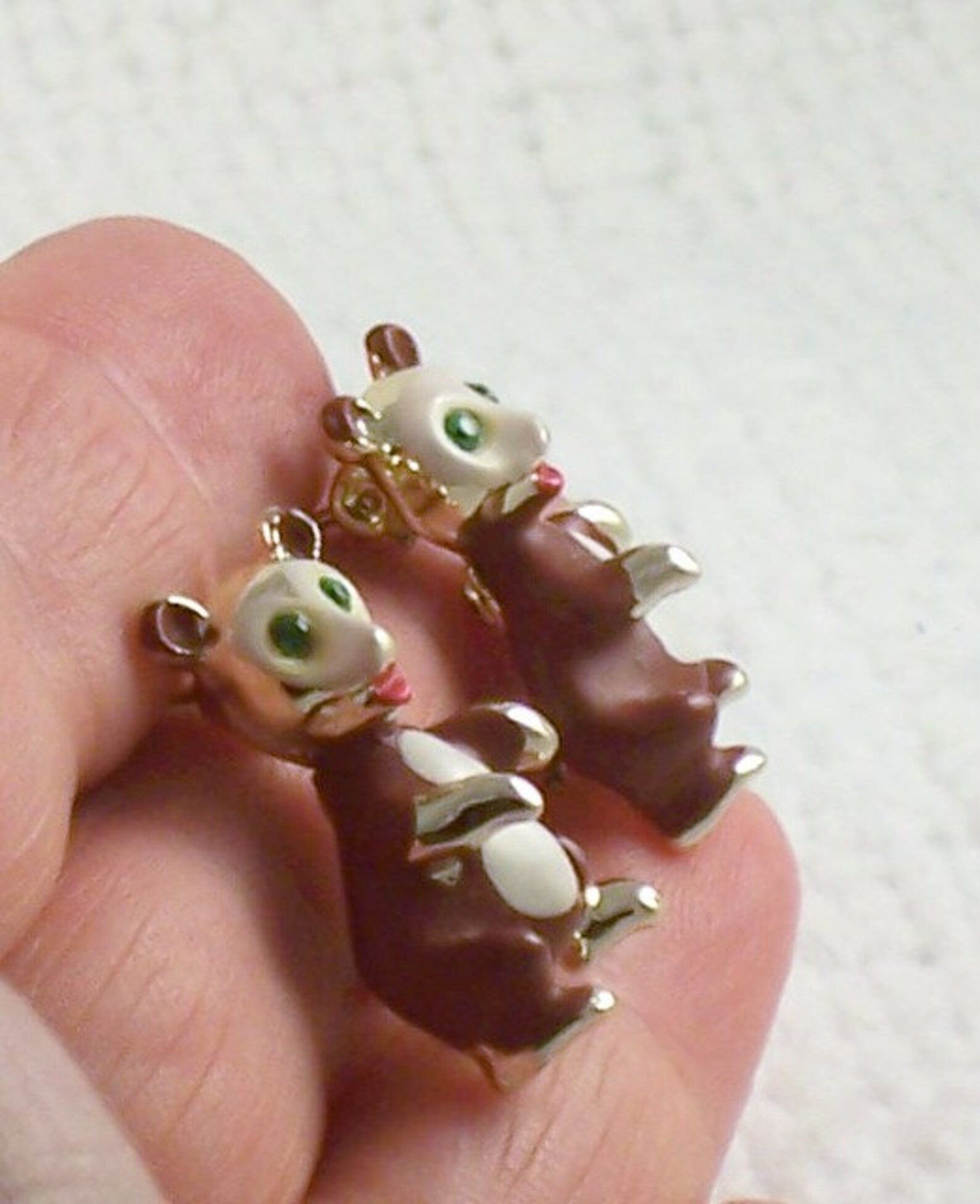 Vintage 1940's Brown Bear Scatter Pins With Green | Etsy