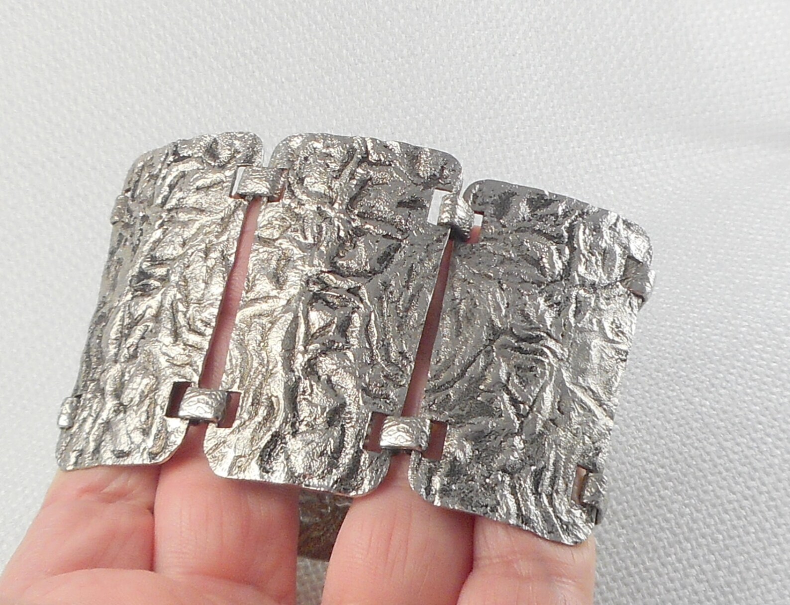 Vintage Super Wide Marino Panel Bracelet Textured Distressed Marino ...