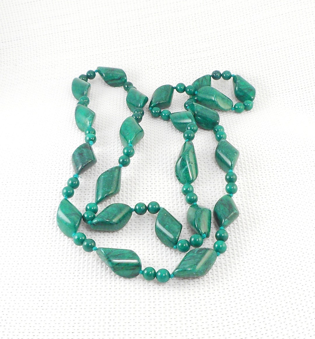 Vintage Unique Verdite Bead Necklace Hand Tied African Jade Necklace ...