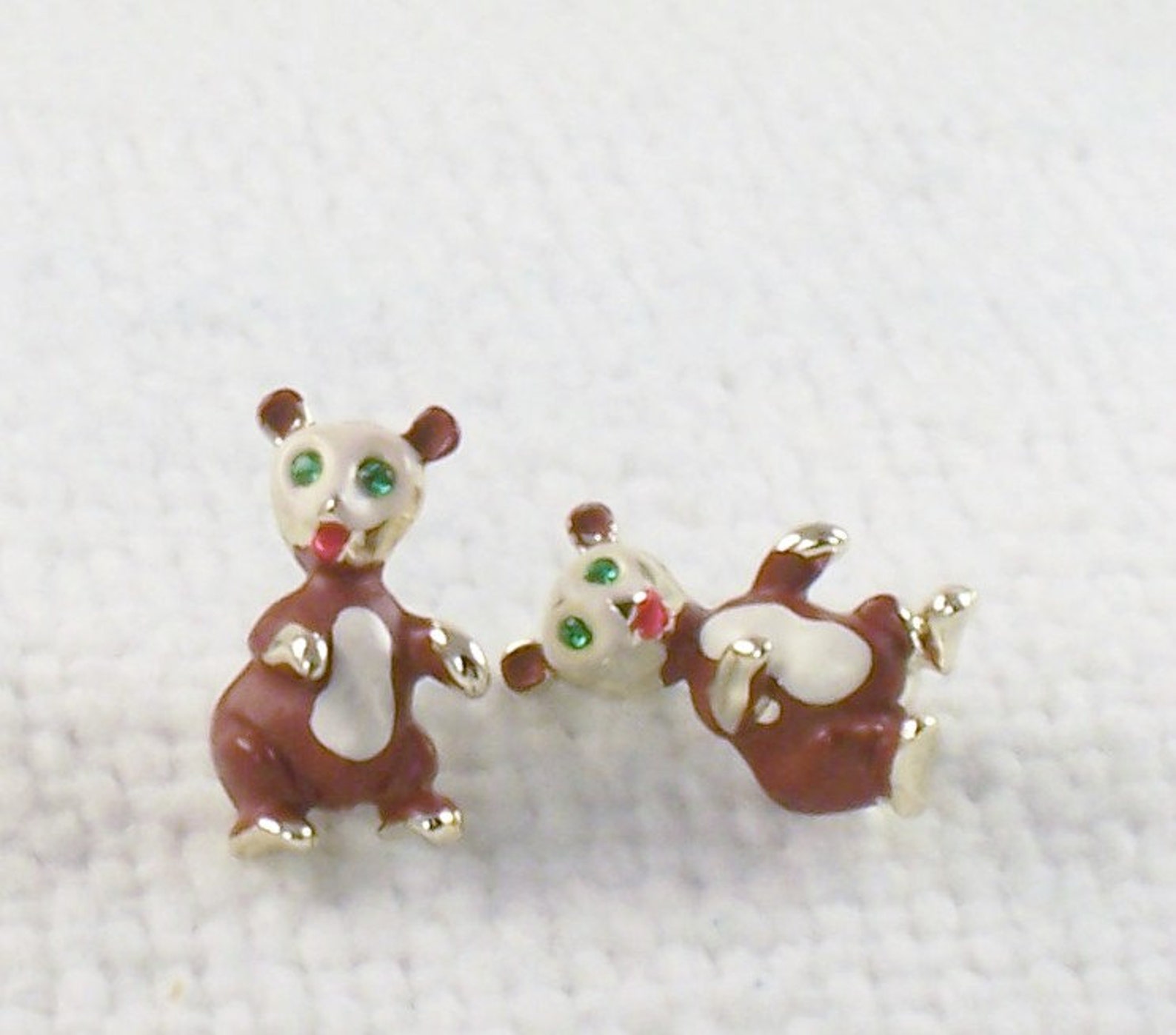 Vintage 1940's Brown Bear Scatter Pins With Green | Etsy