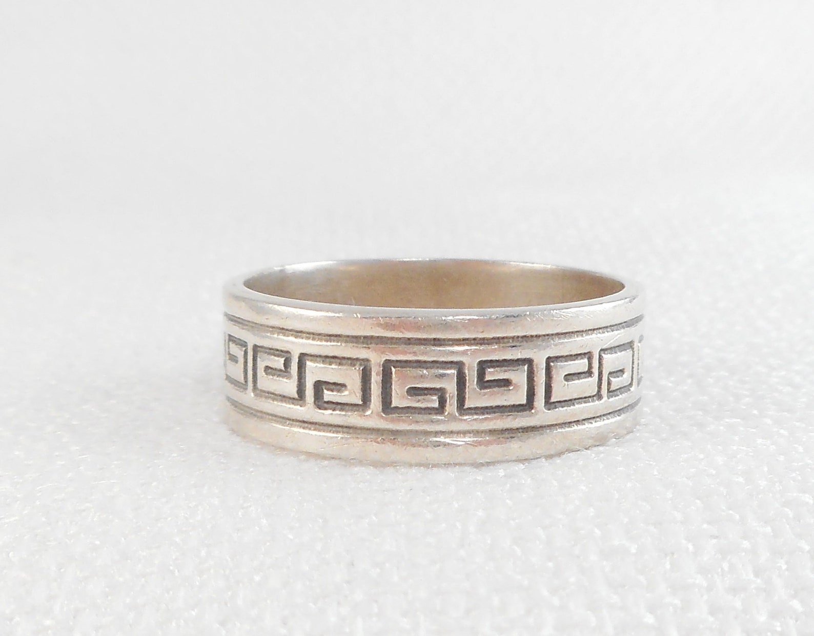 Vintage Large Size Sterling Silver Greek Key Band Ring | Etsy