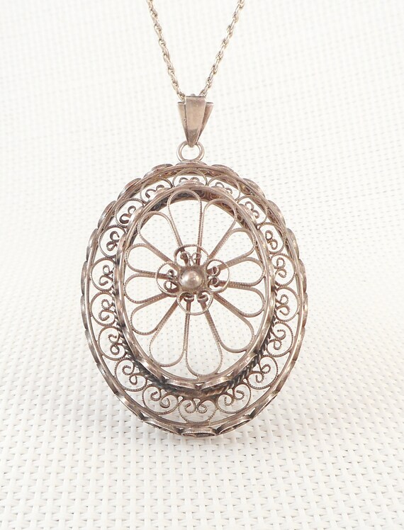 Vintage RARE European 835 Silver Fancy Filigree Oval … - Gem