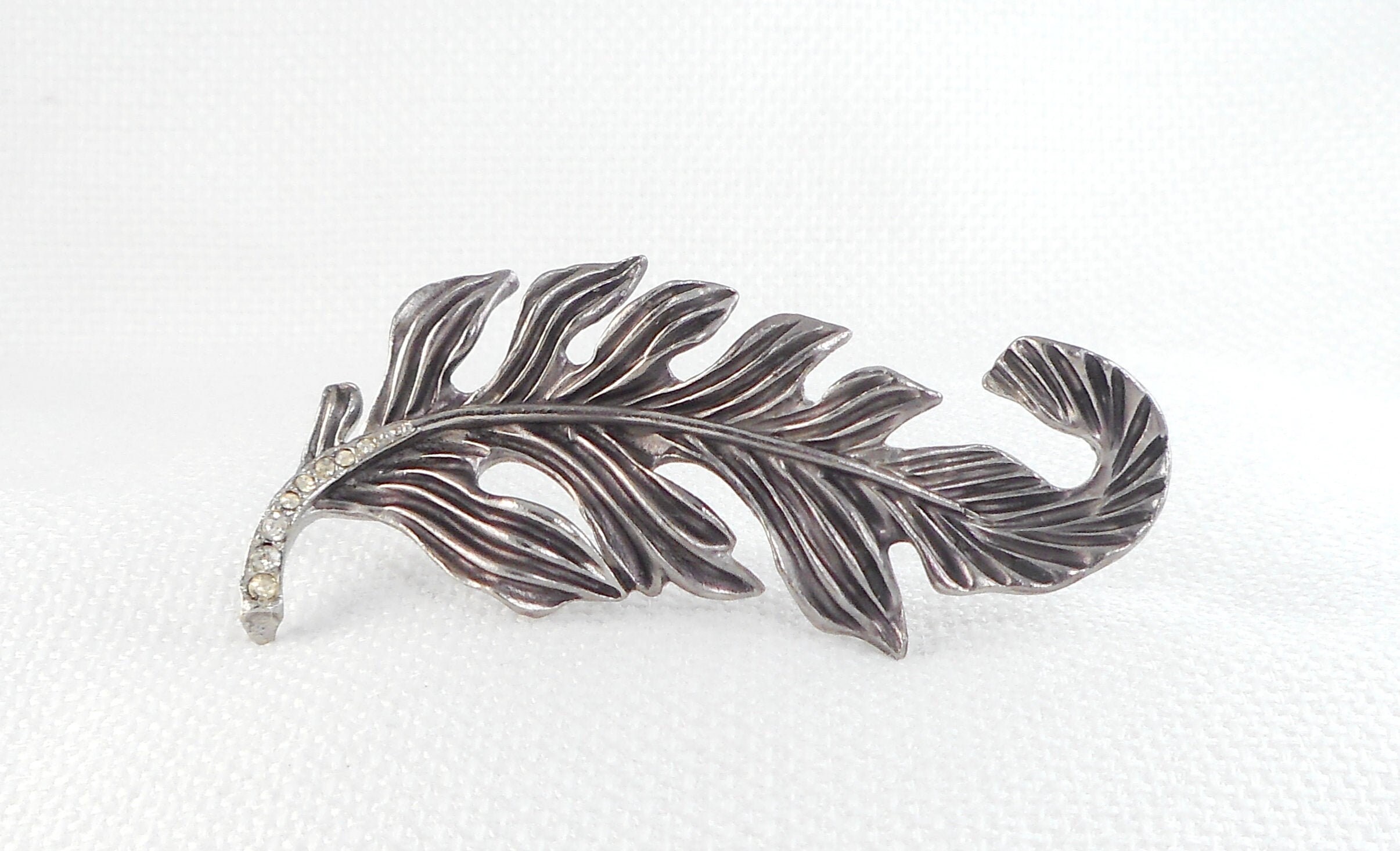 Vintage Antique Silver Tone Leaf Pin Vintage Curly Silver Leaf | Etsy