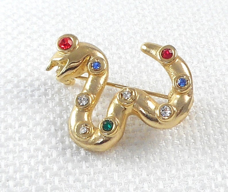 Vintage Small Gold Rhinestone Snake Pin Brooch Snake Pin With - Etsy